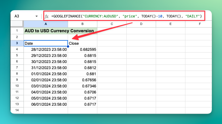How to Use GOOGLEFINANCE Function in Google Sheets